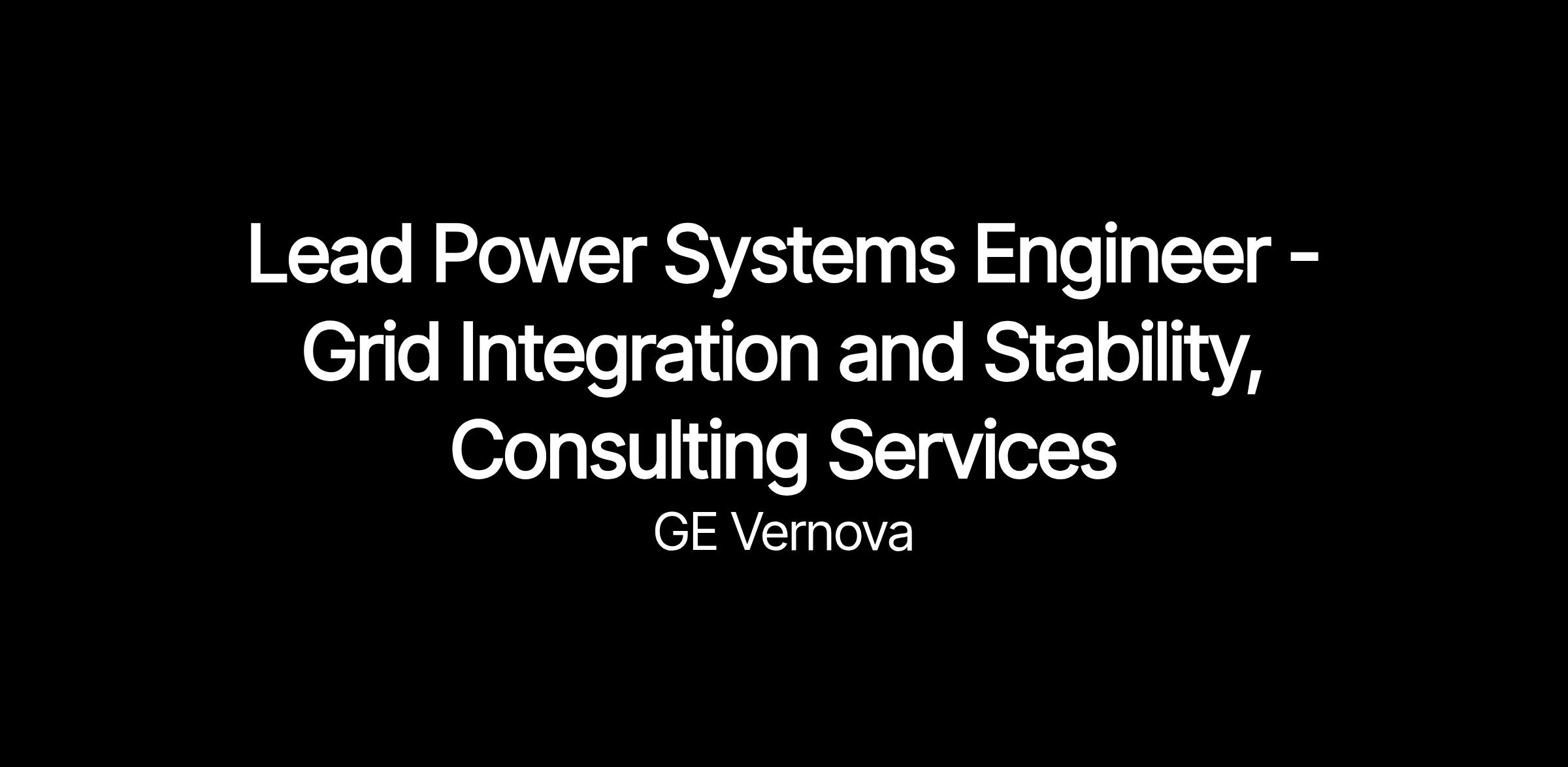 Lead Power Systems Engineer - Grid Integration and | Remote Jobs